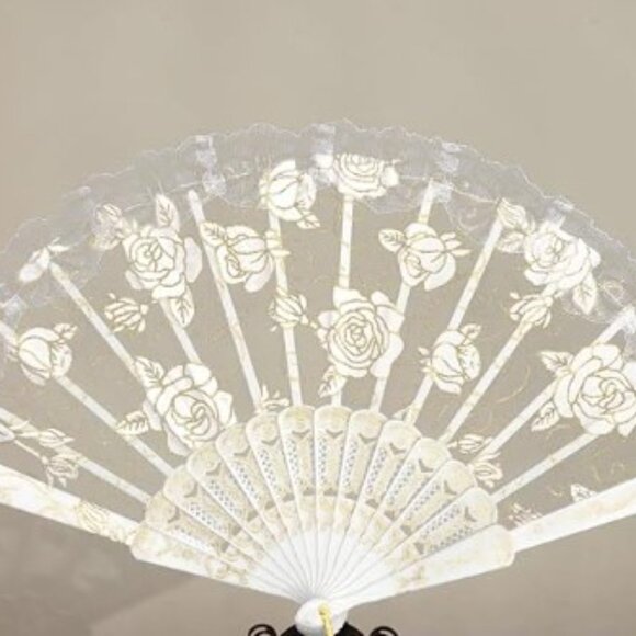 Party Supplies | 5x Vintage Rose Lace Floral Folding Hand Fans | Poshmark